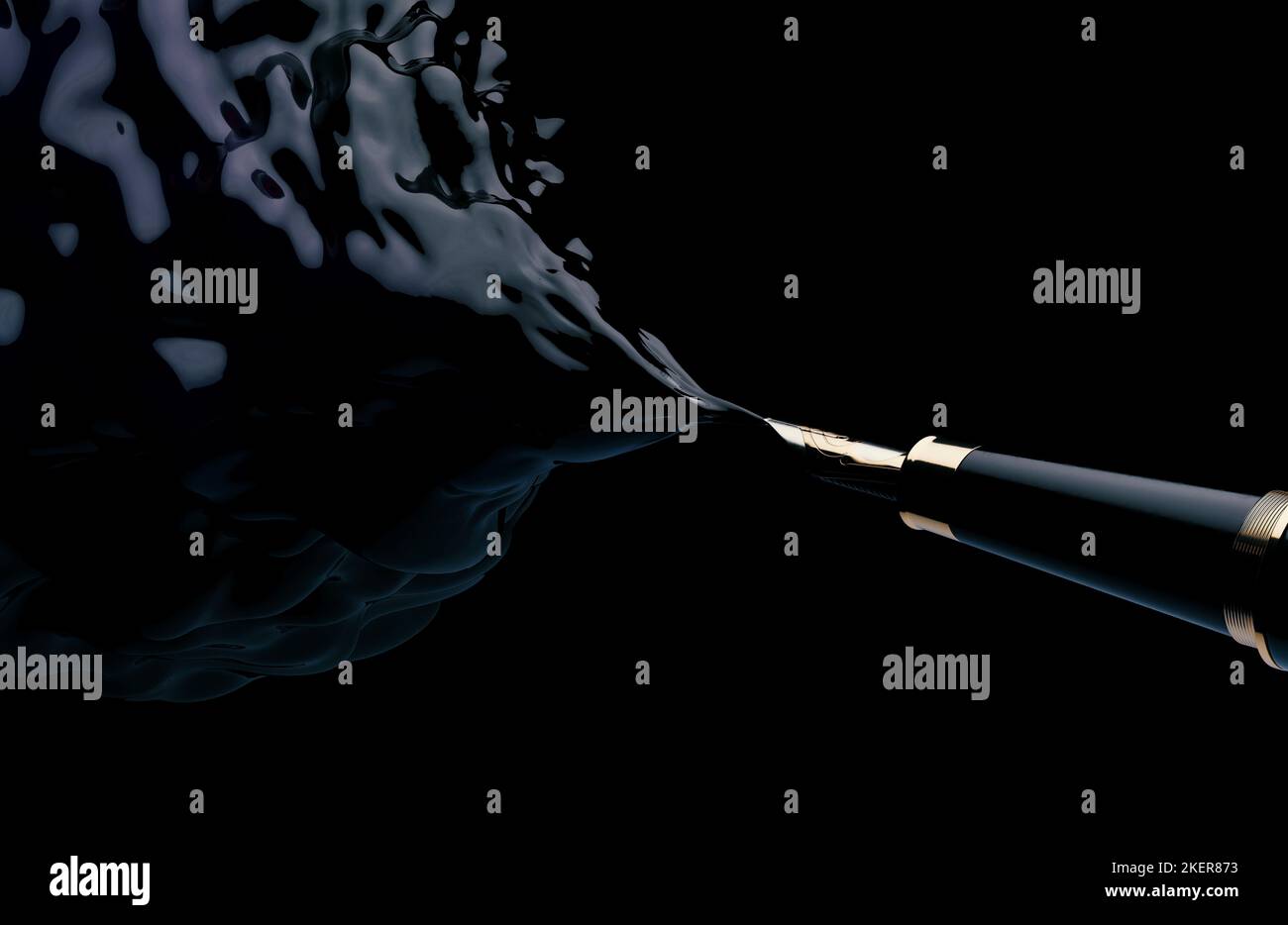 A concept showing a fountain pen jetting out a swirling plume of thick ...