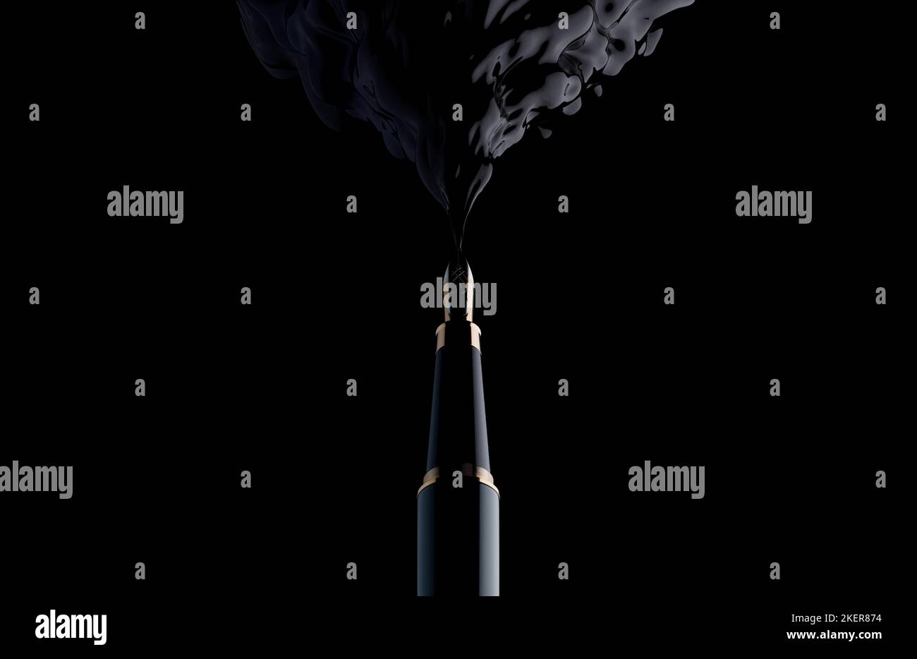 A concept showing a fountain pen jetting out a swirling plume of thick ...