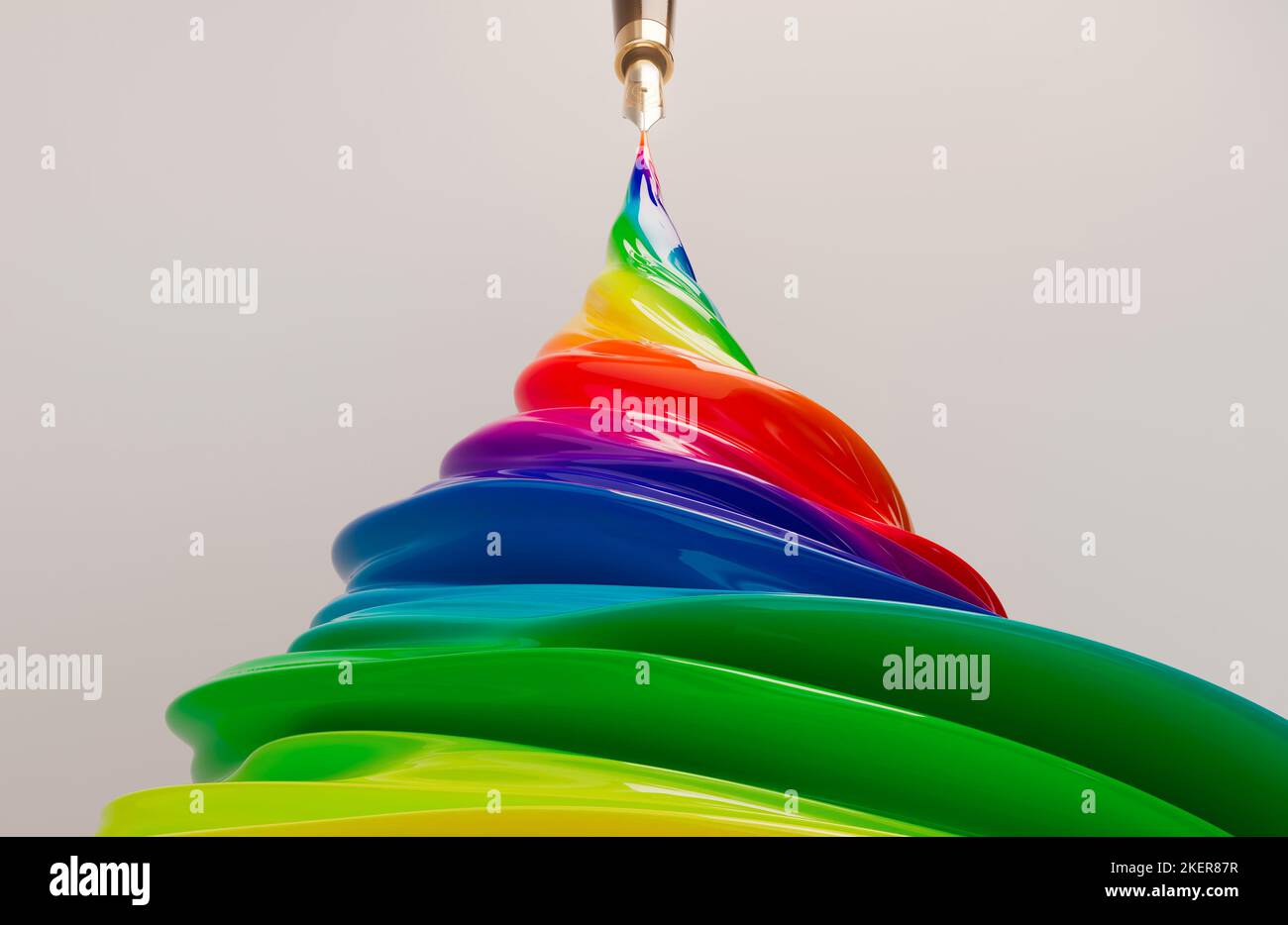 A concept showing a fountain pen jetting out a swirling plume of thick ...