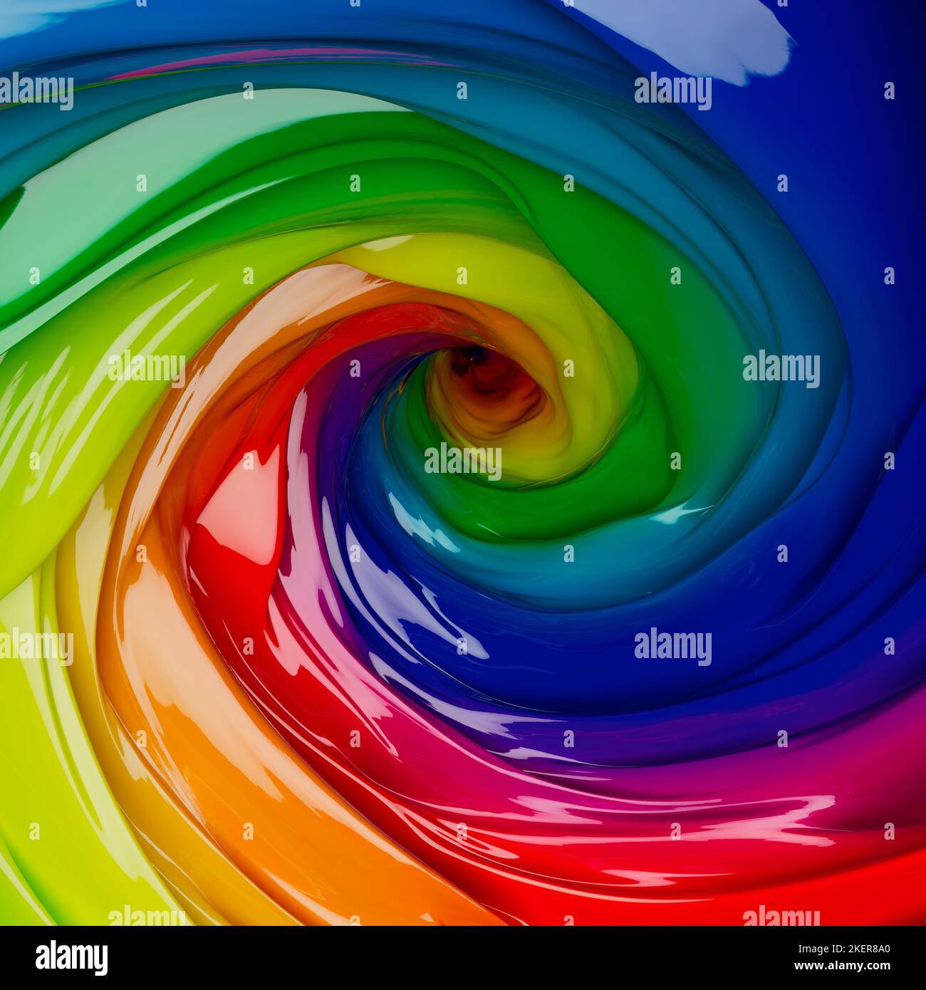 A concept showing a swirling vortex whirlpool of reflective thick ...