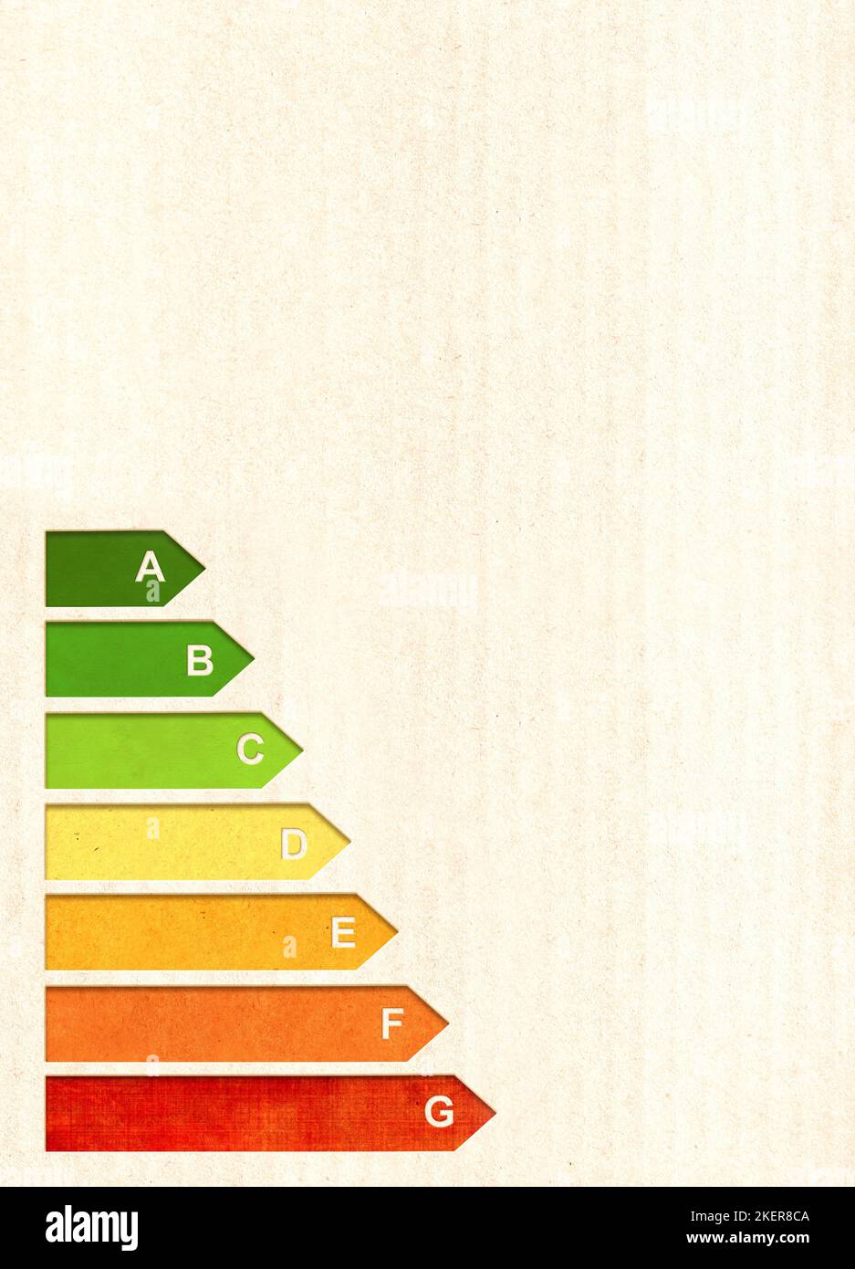 Energy efficiency chart on cardboard texture. Vertical banner with eco ...