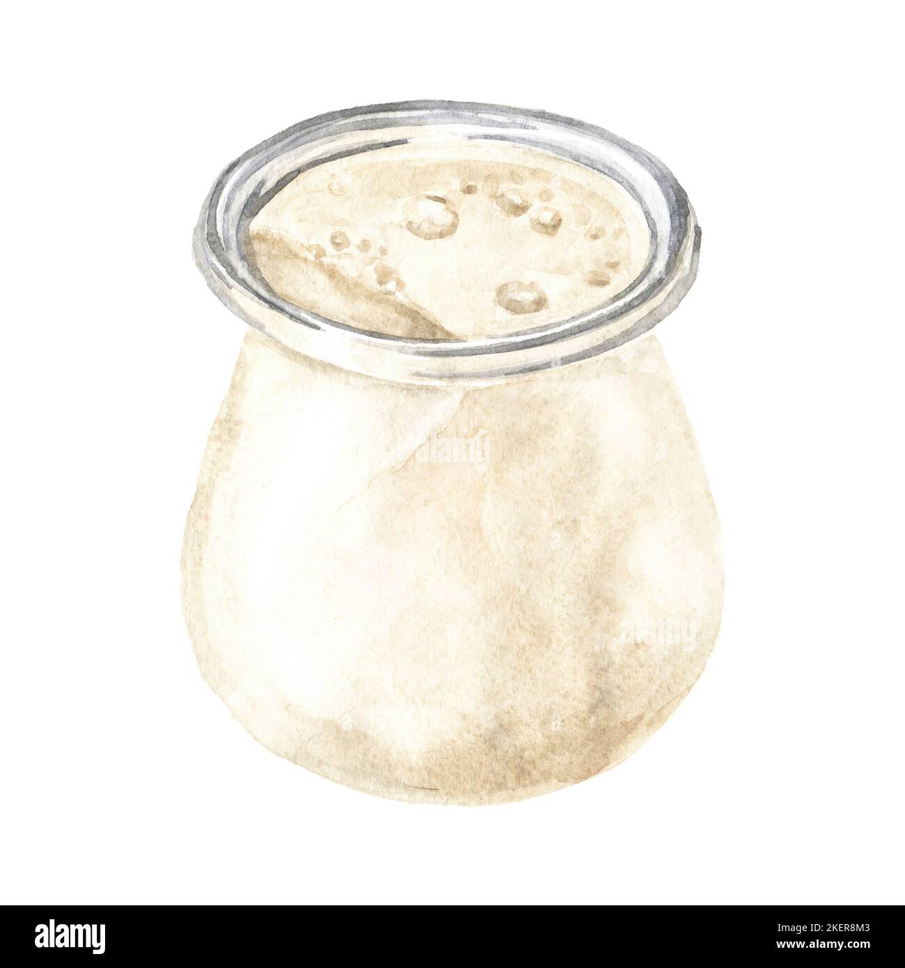 Cottage cheese homemade. Hand drawn watercolor illustration isolated on ...