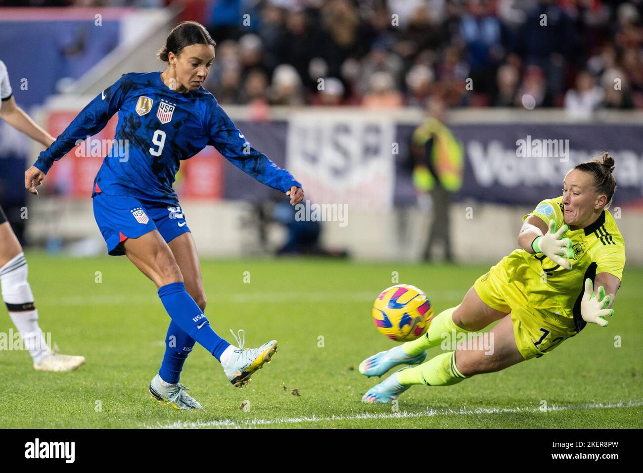 Goalkeeper Almuth Schult (12) of Germany saves during friendly match ...
