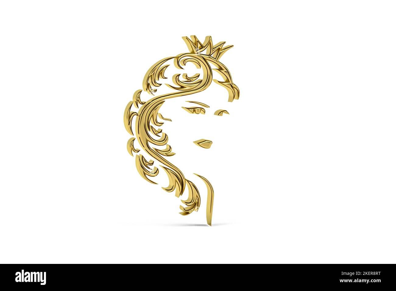 Golden 3d princess icon isolated on white background - 3d render Stock ...