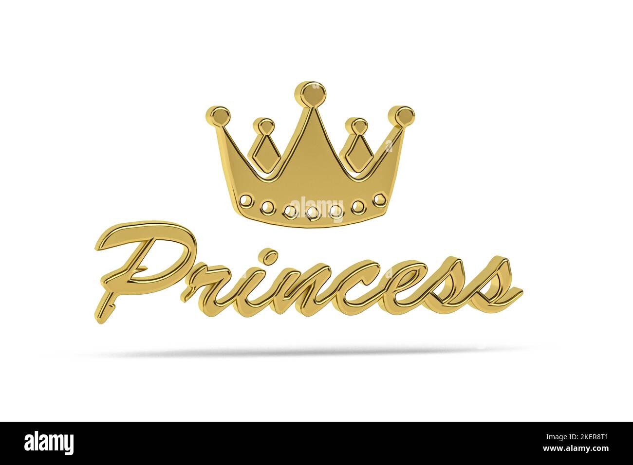 Golden 3d princess icon isolated on white background - 3d render Stock ...