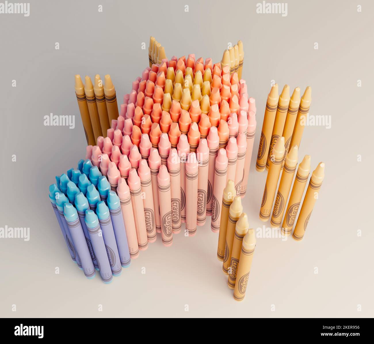 A light bulb shape made out of kids wax crayons depicting creativity on ...