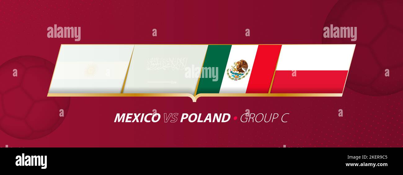 Mexico - Poland football match illustration in group A. Vector flags ...