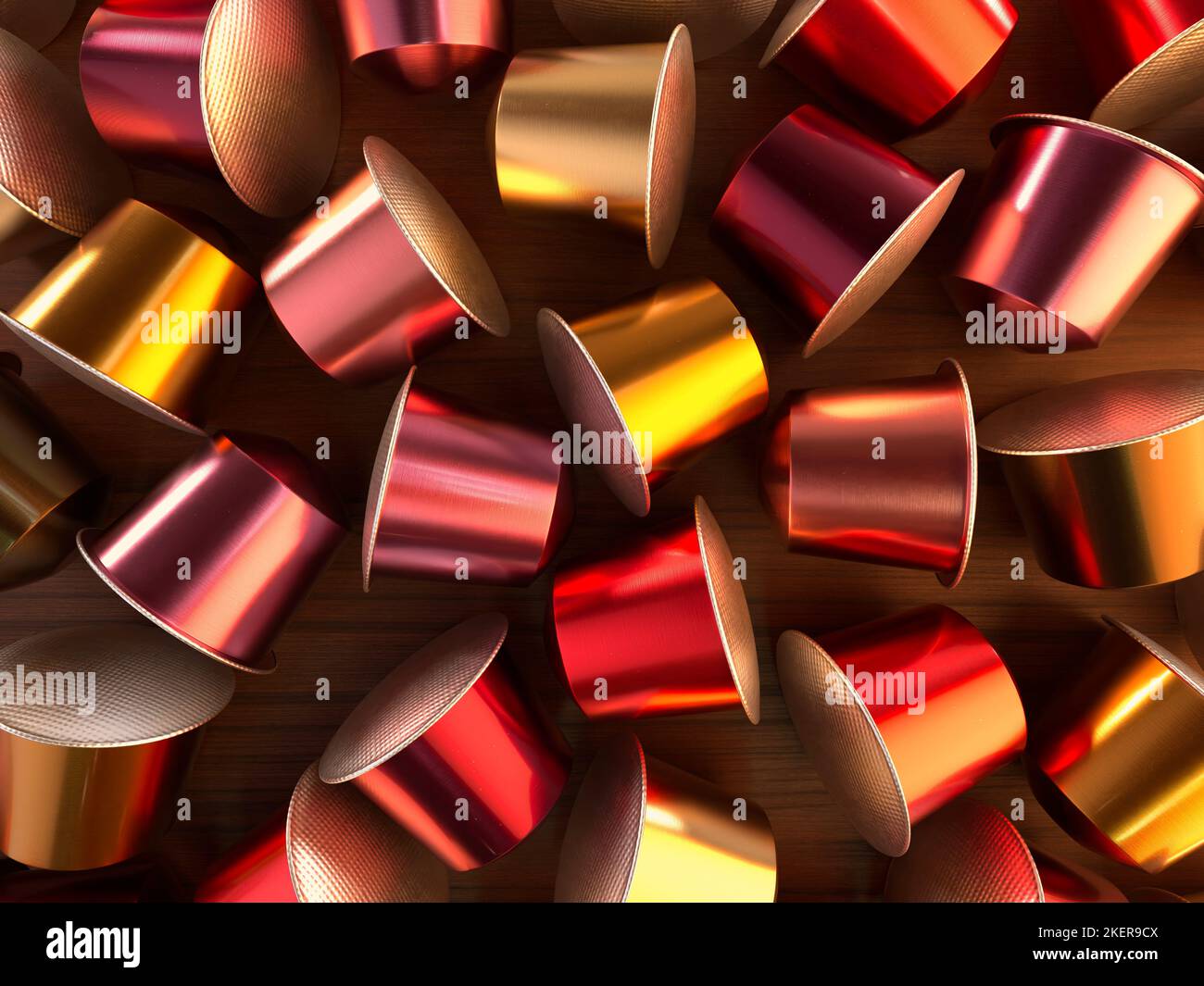 A closeup view of a collection of colorful instant espresso coffee ...