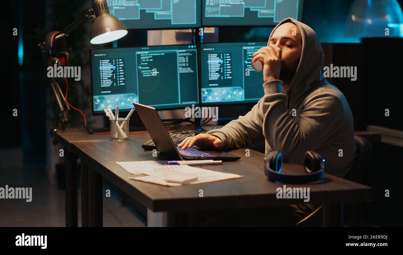 Hacker programmer coding system late hi-res stock photography and ...