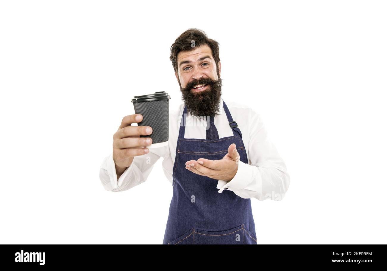 Barista prepared coffee for you. Enjoying fresh coffee. Mature barista ...