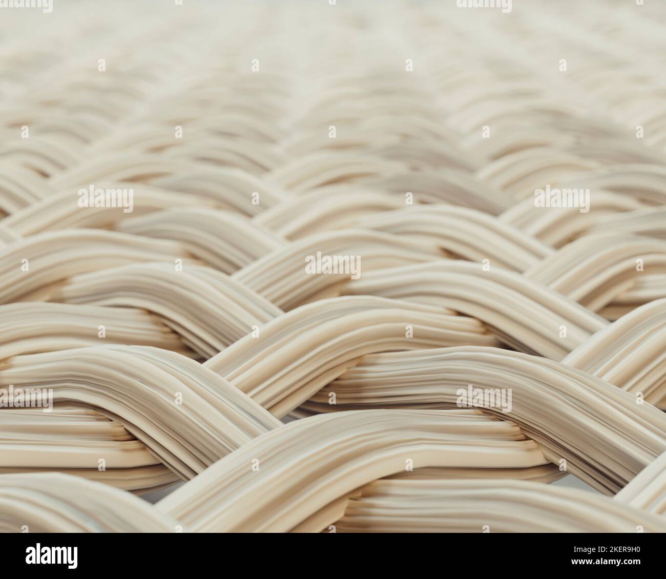 An extreme magnification of a weave of cream individual fabric threads ...