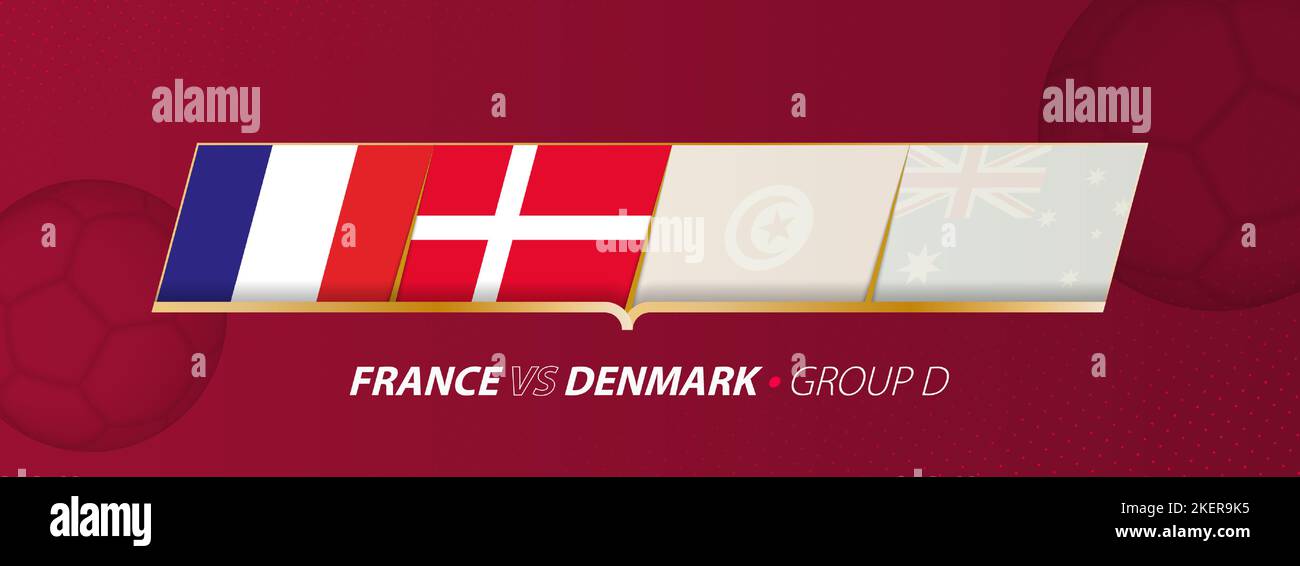 France - Denmark football match illustration in group A. Vector flags ...