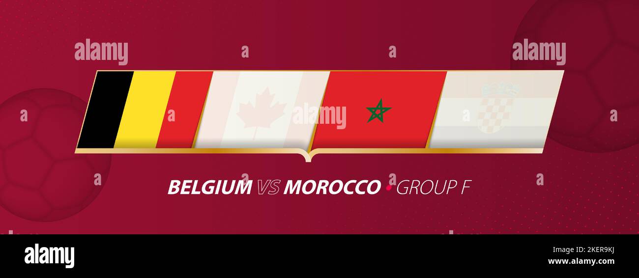 Belgium - Morocco football match illustration in group A. Vector flags ...
