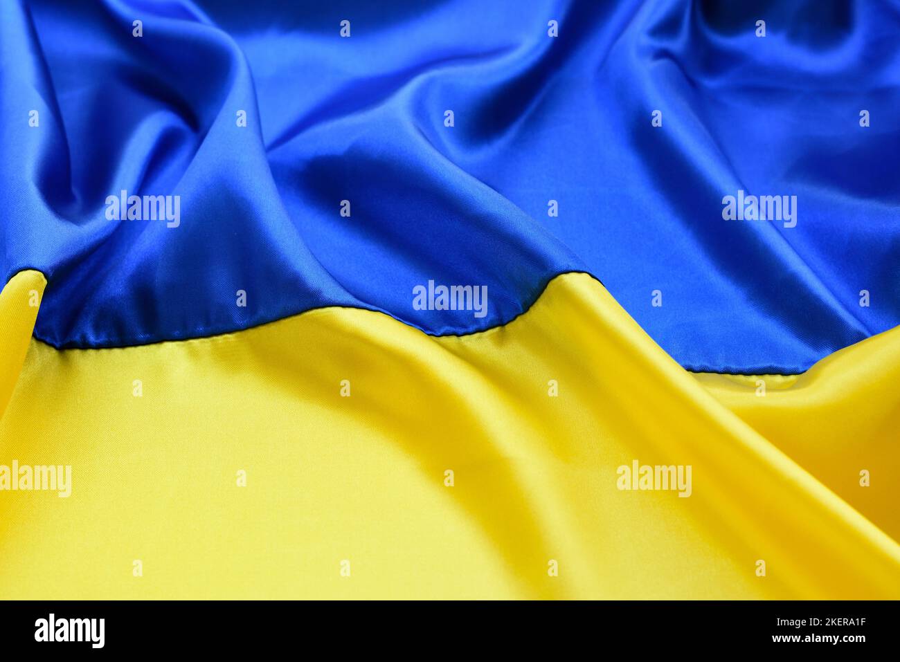 Flag ukraine silk background, Detailed wavy fabric structure. The flag ...