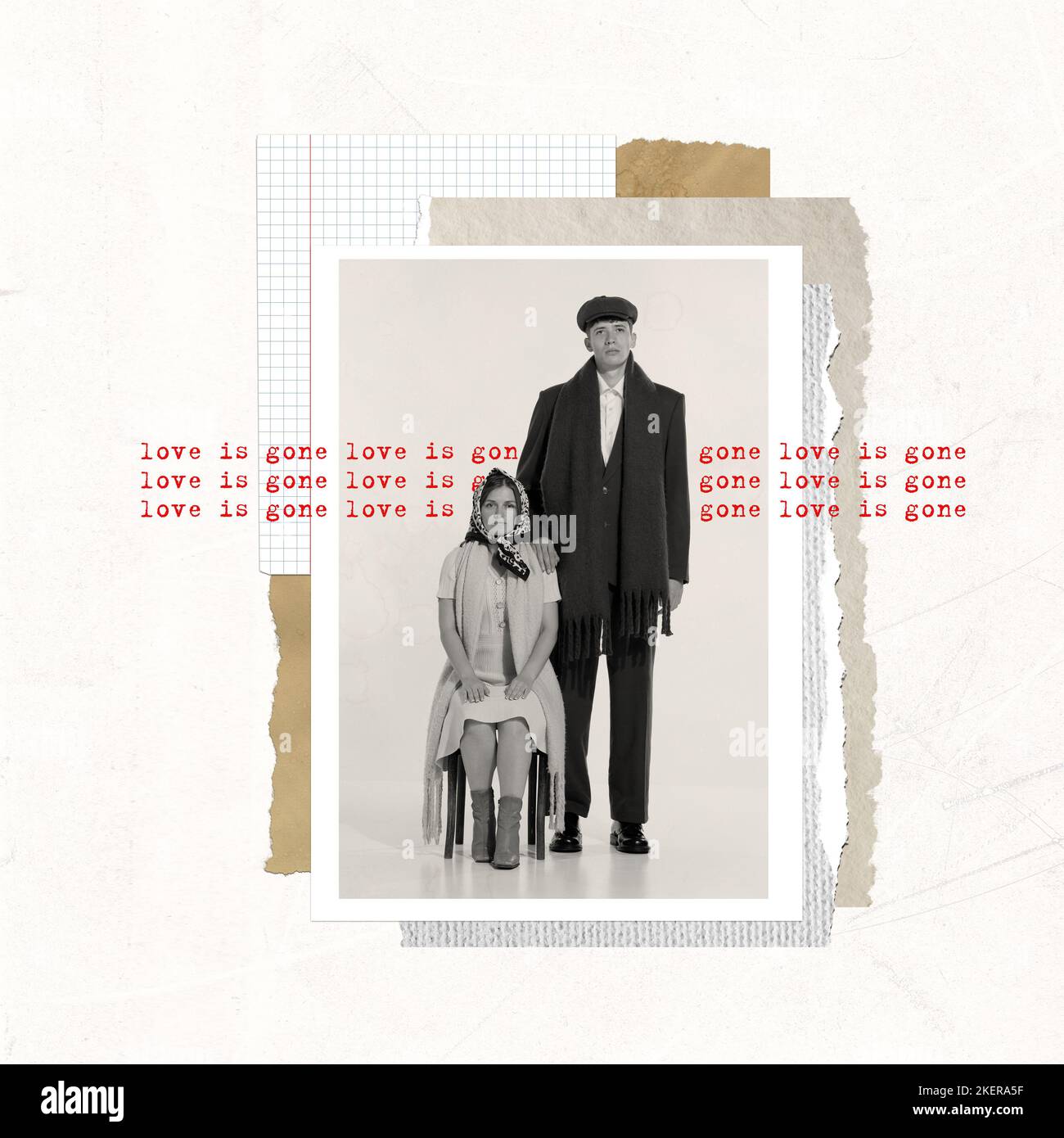 Contemporary art collage. Creative design in retro style. Serious man ...