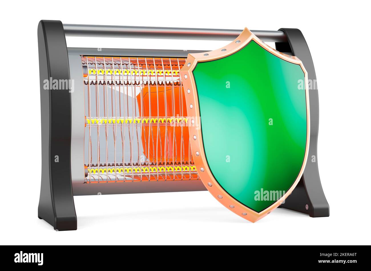 Halogen or infrared heater with shield, 3D rendering isolated on white ...