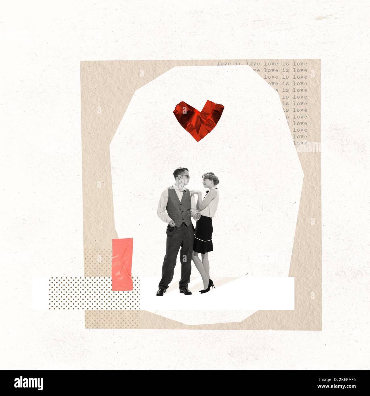 Contemporary art collage. Creative design in retro style. Young man and ...