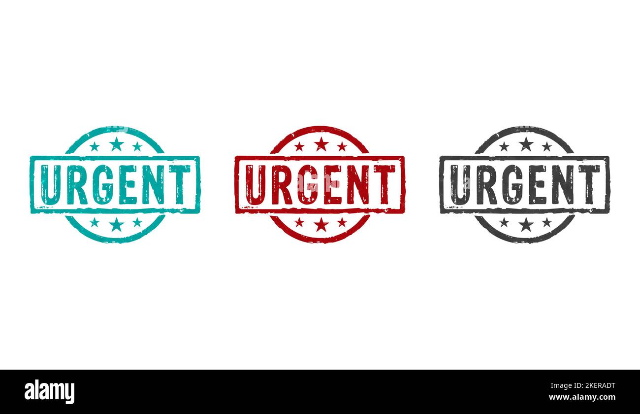 Urgent stamp icons in few color versions. Business time shedule and ...