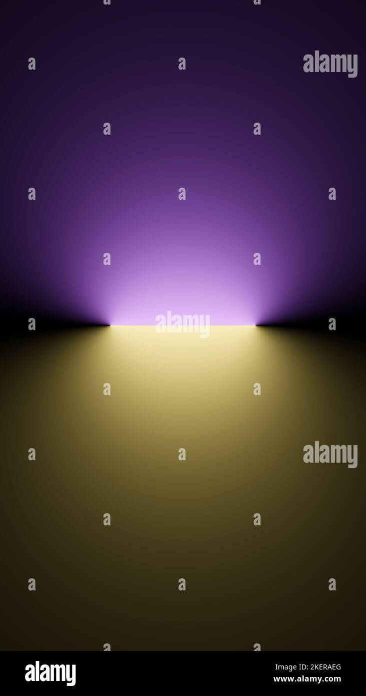 Two bright yellow and purple neon lights illuminating a surface ...