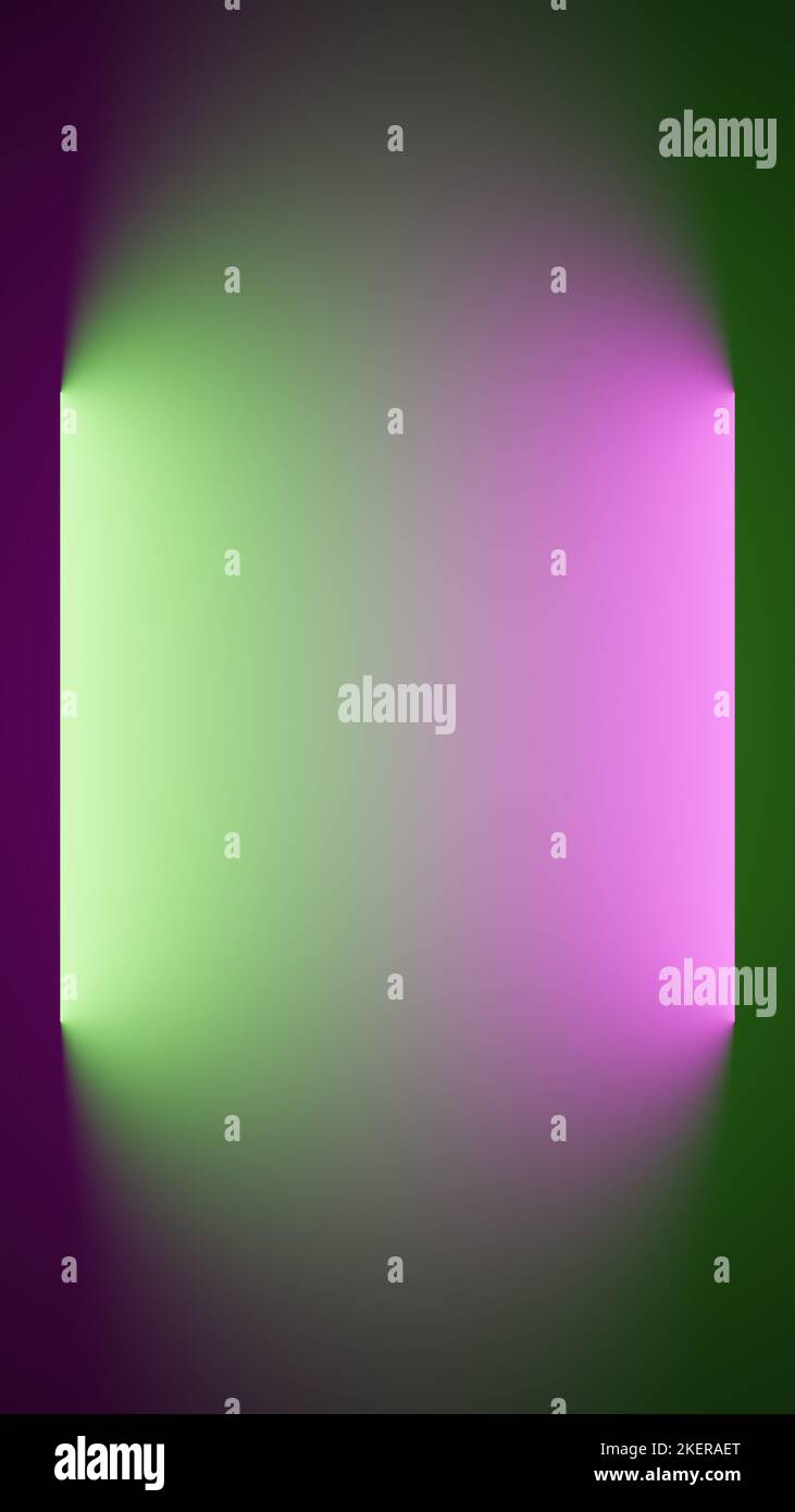 Two bright pink and green neon lights on opposite sides illuminating a ...