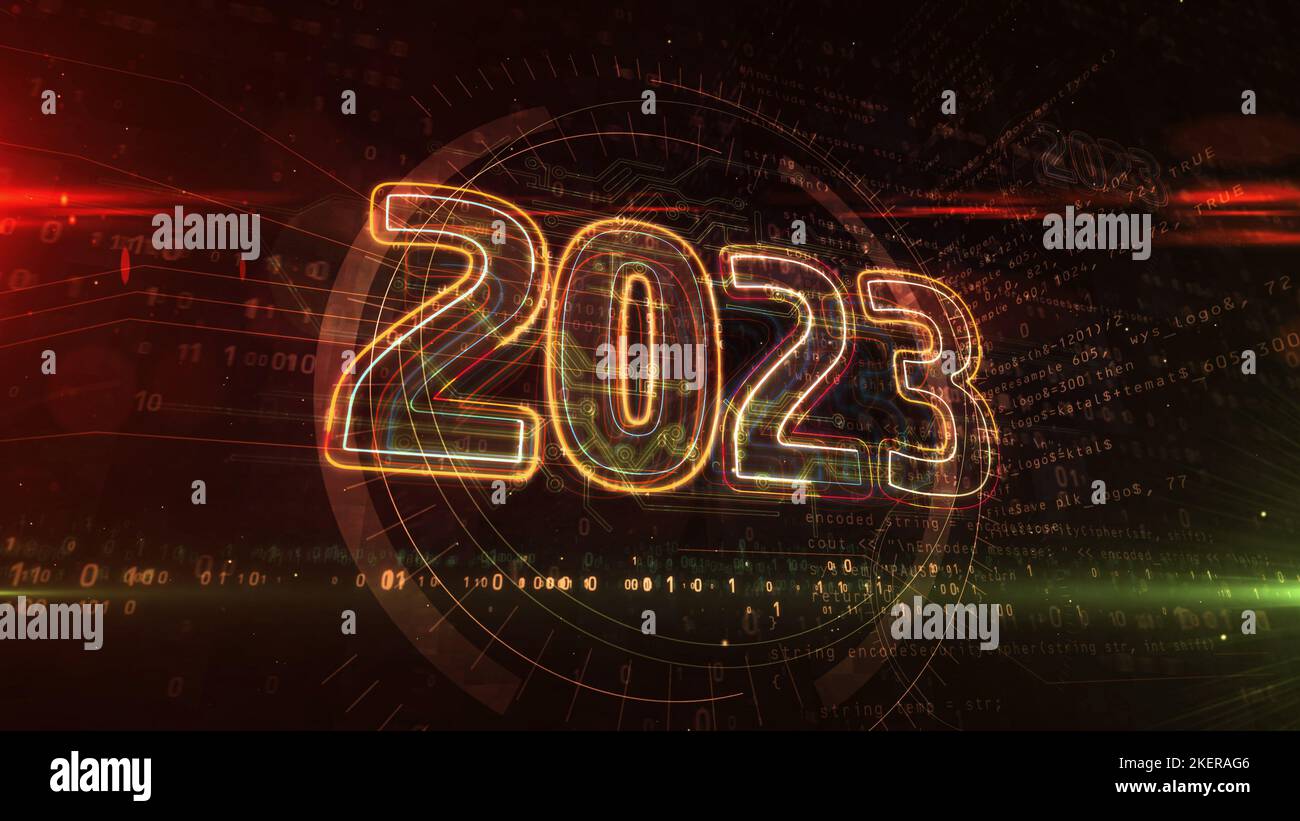 2023 year new digital design concept. Futuristic abstract 3d ...