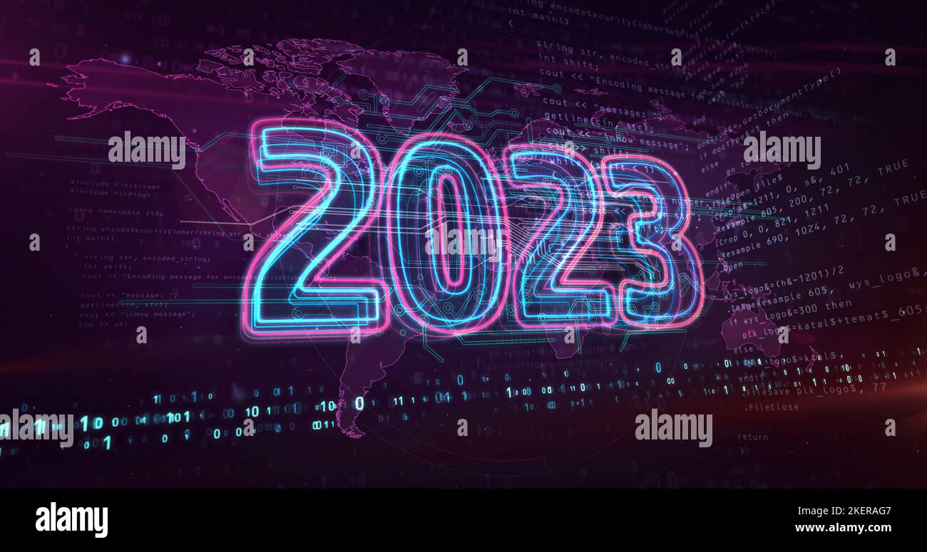 2023 year new digital design concept. Futuristic abstract 3d ...
