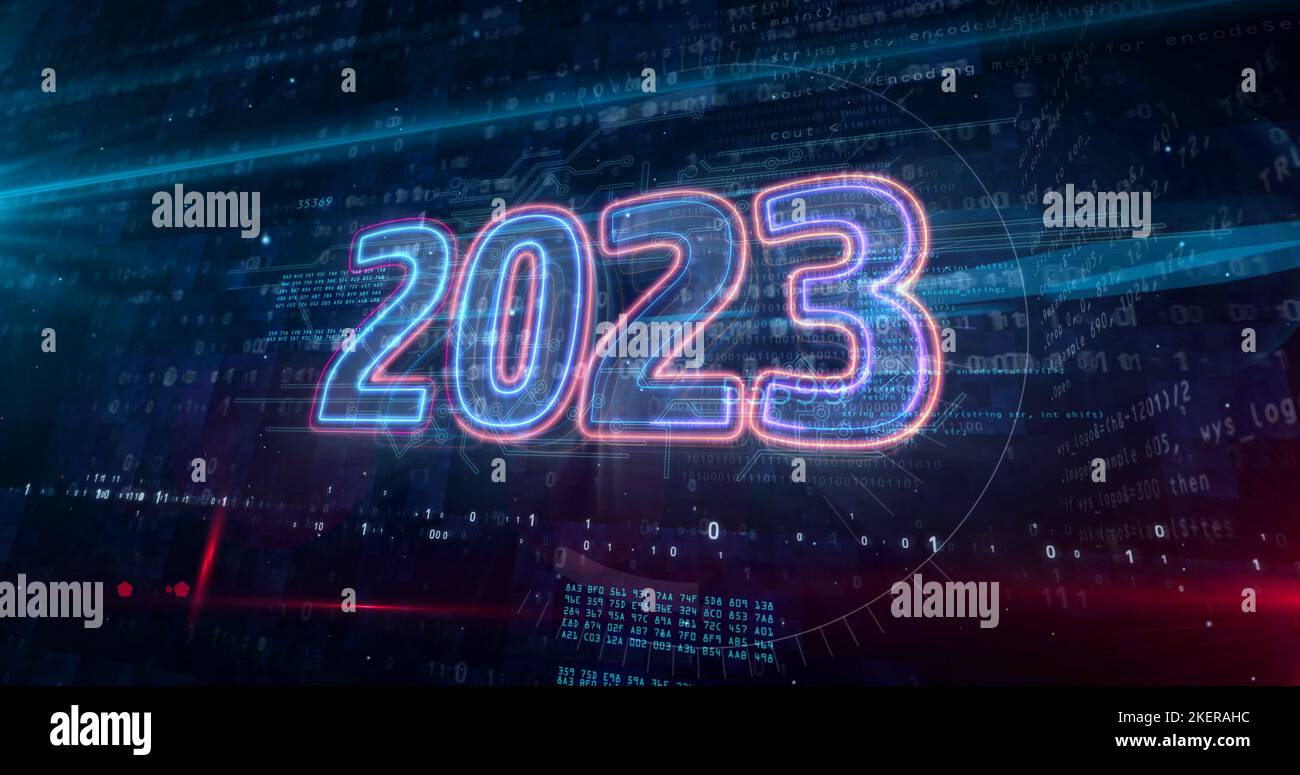 2023 year new digital design concept. Futuristic abstract 3d ...