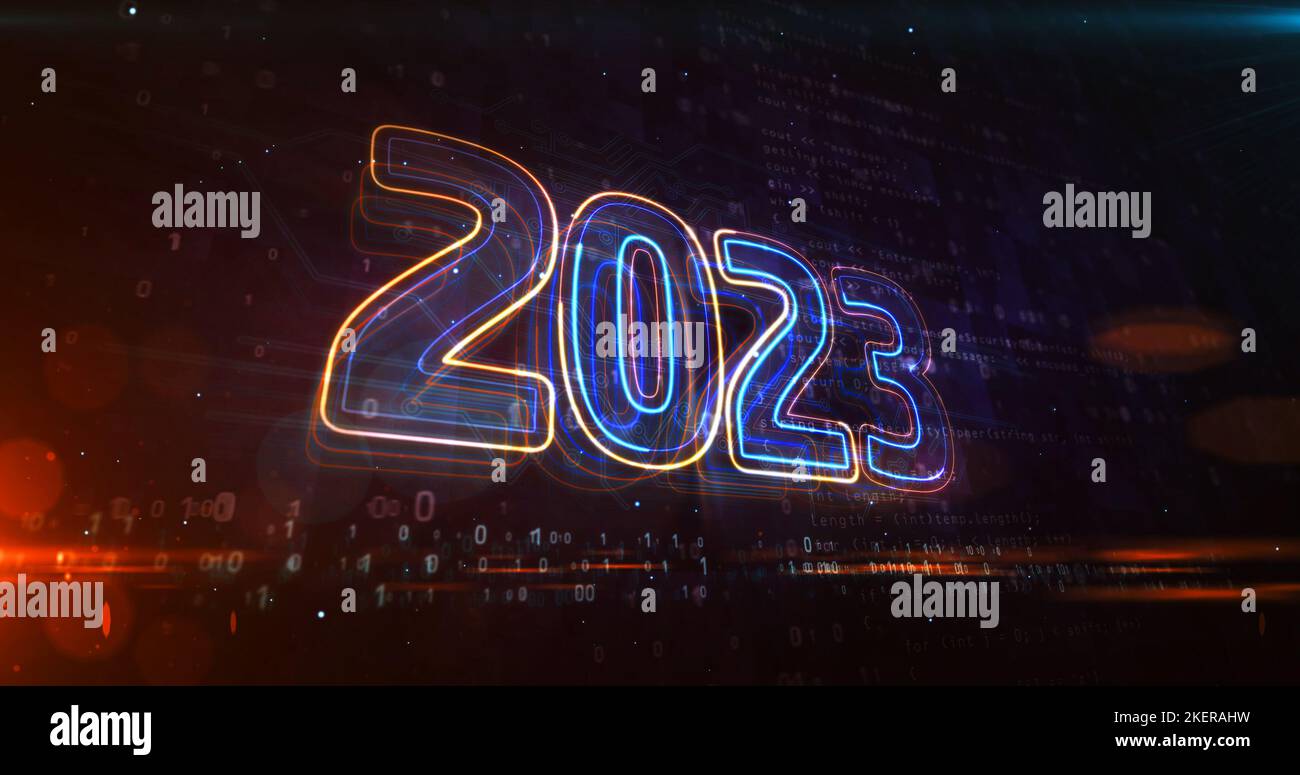 2023 year new digital design concept. Futuristic abstract 3d ...