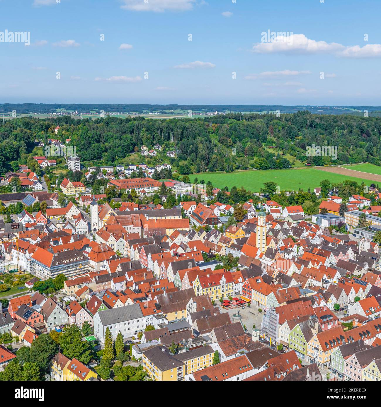 Aerial view to the swabian town of Mindelheim Stock Photo - Alamy