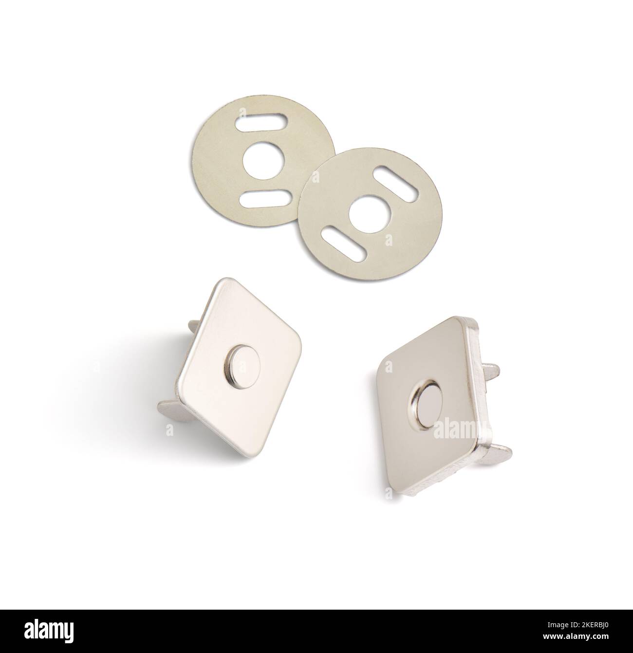 Details of a square magnetic snap with washers Stock Photo - Alamy
