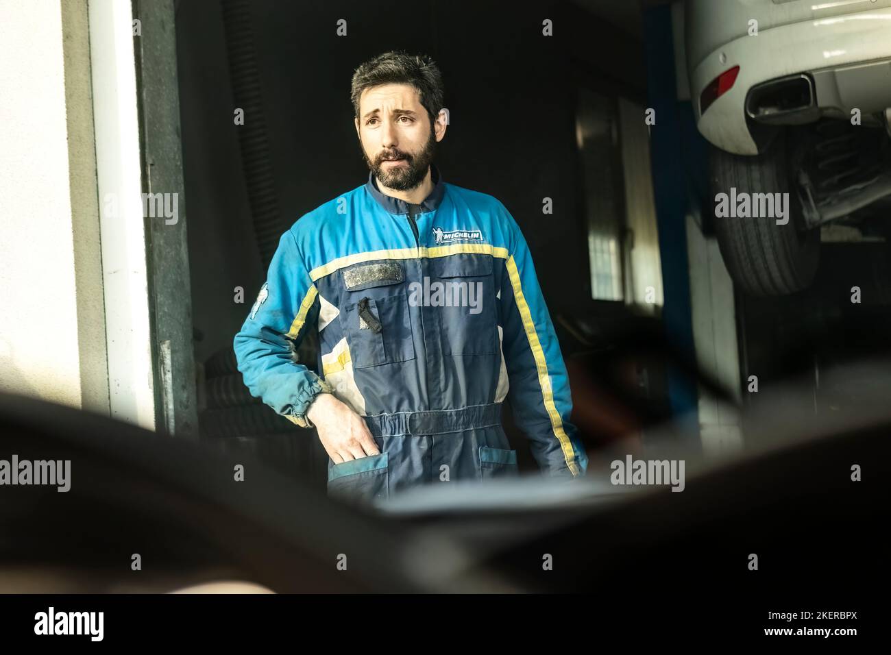Milan, Italy 13 November 2022: Frustrated mechanic portrait Stock Photo ...