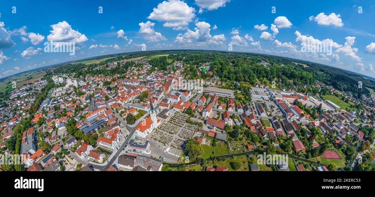 Aerial view to the little town of Thannhausen in Swabia Stock Photo - Alamy