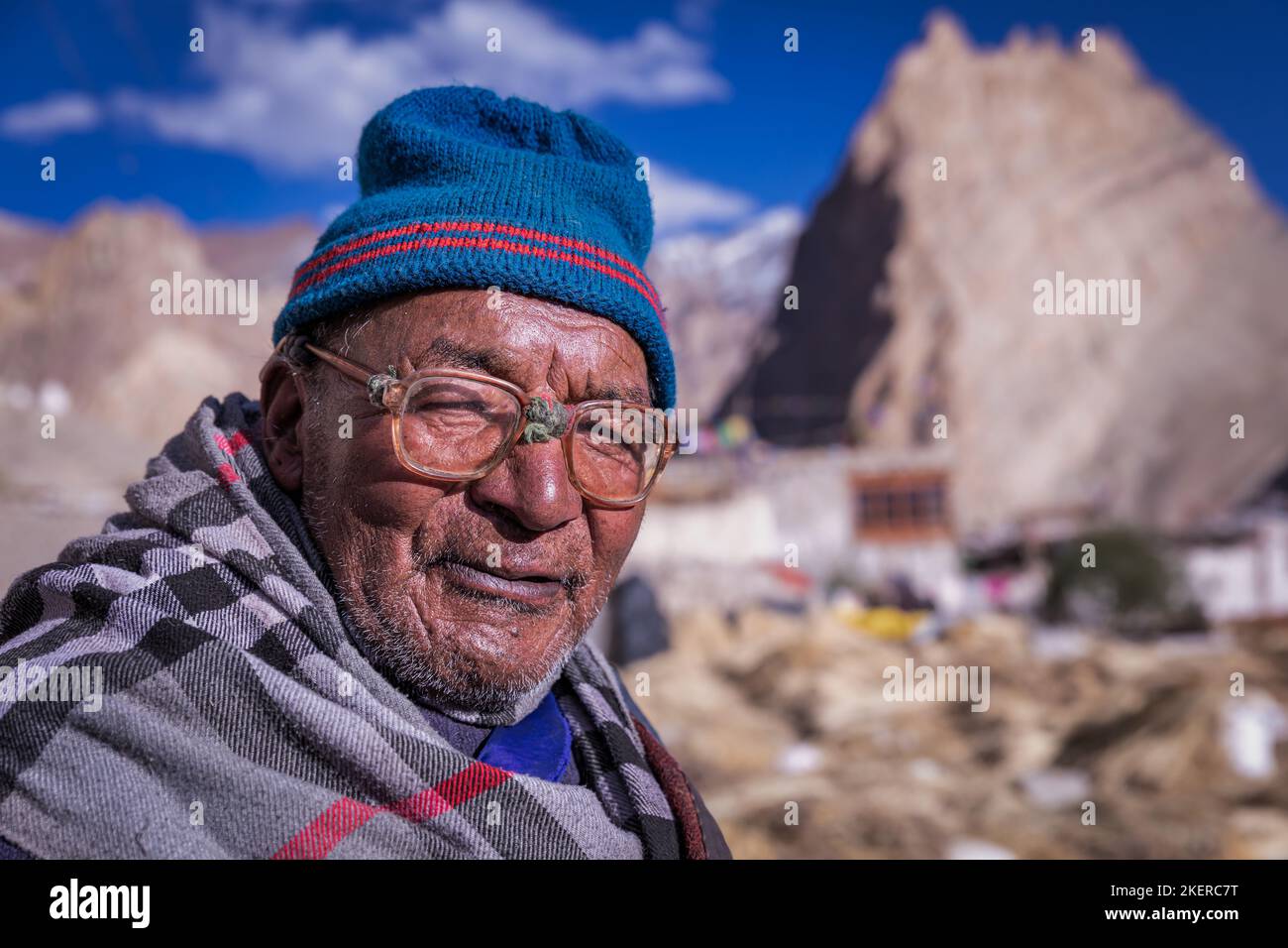 Portrait of elderly man, Photoksar, Ladakh, India Stock Photo - Alamy