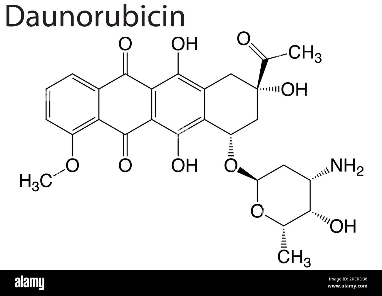 The chemical structure of an anticancer drug, Daunorubicin Stock Vector ...