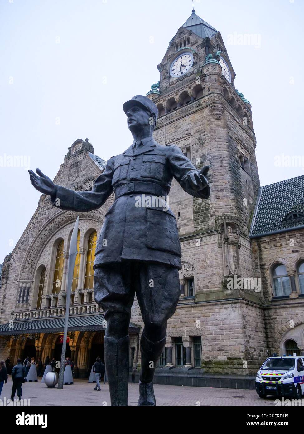 Statue of General de Gaulle, Charles de Gaulle square, Metz, Moselle ...