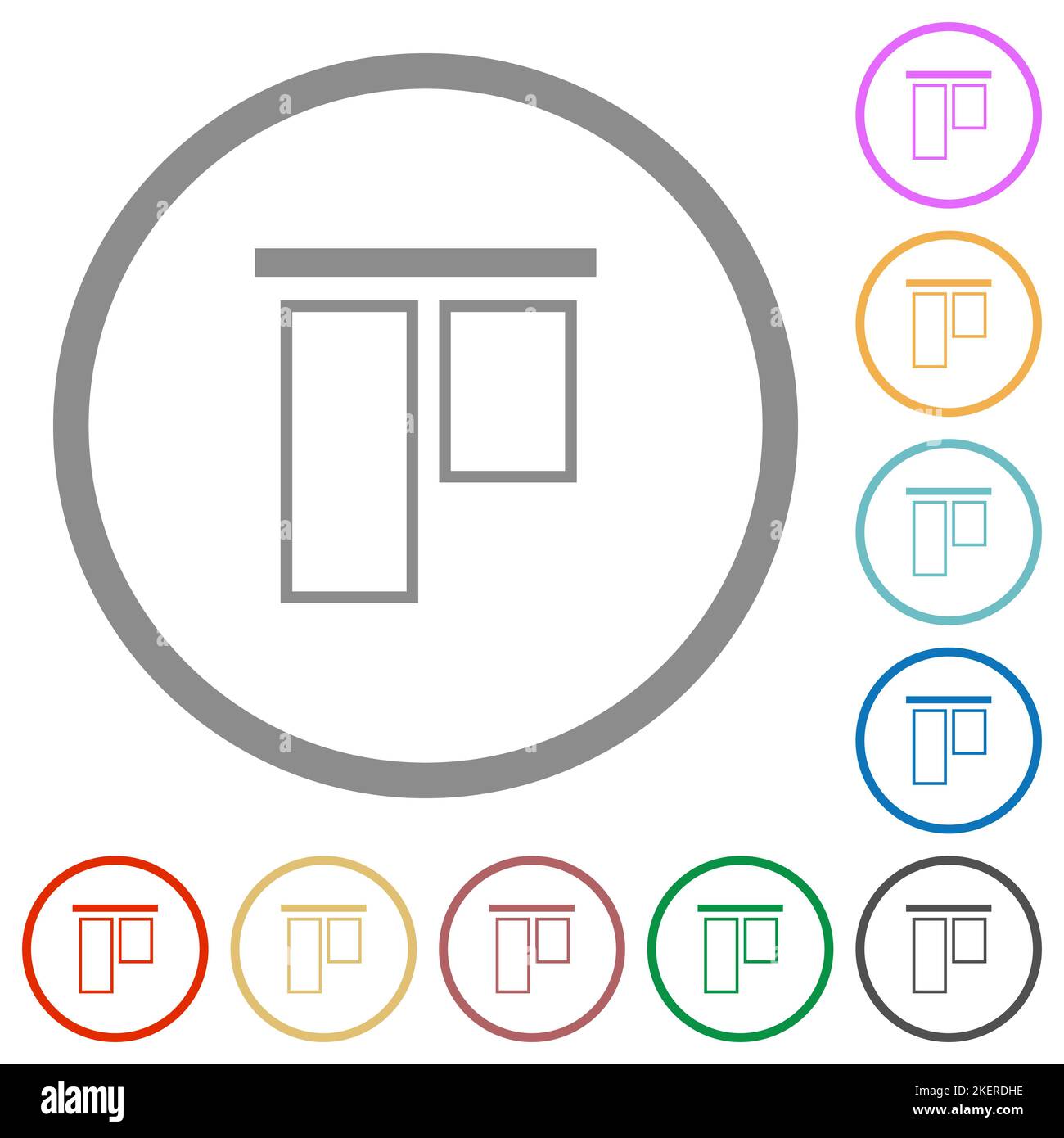 Align to top outline flat color icons in round outlines on white ...