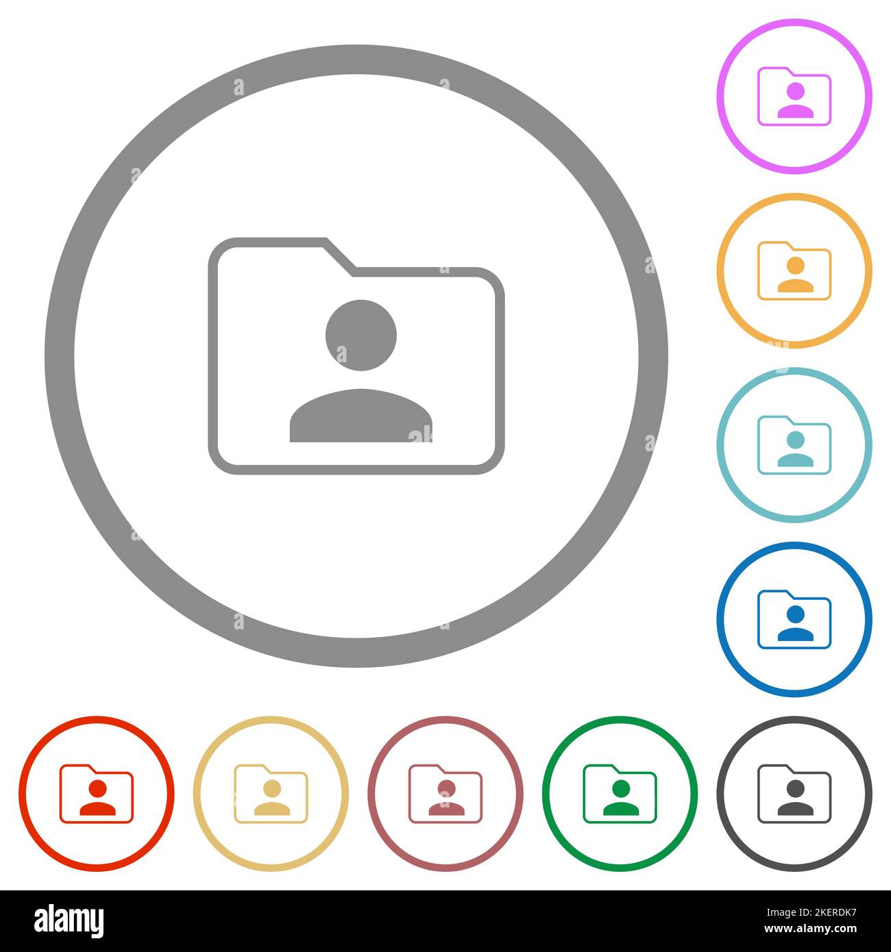 Folder owner flat color icons in round outlines on white background ...