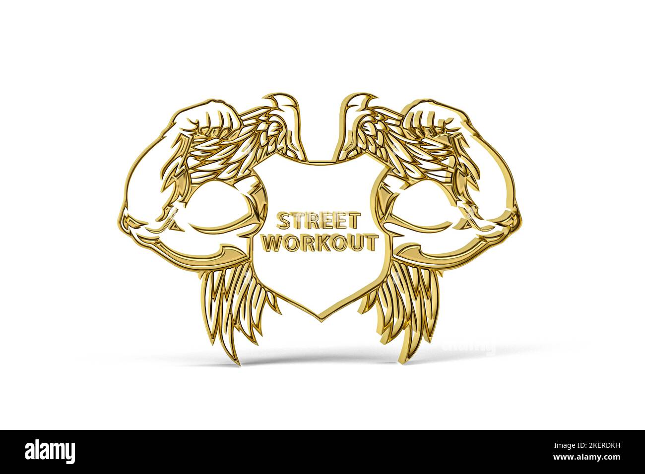 Golden 3d street workout icon isolated on white background - 3D render ...