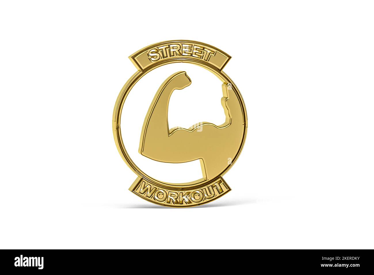 Golden 3d street workout icon isolated on white background - 3D render ...