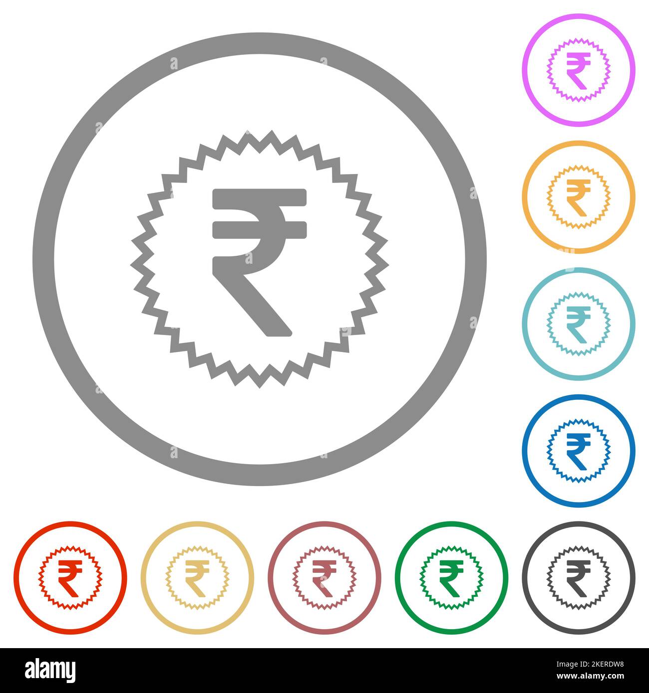Indian Rupee sticker alternate flat color icons in round outlines on ...