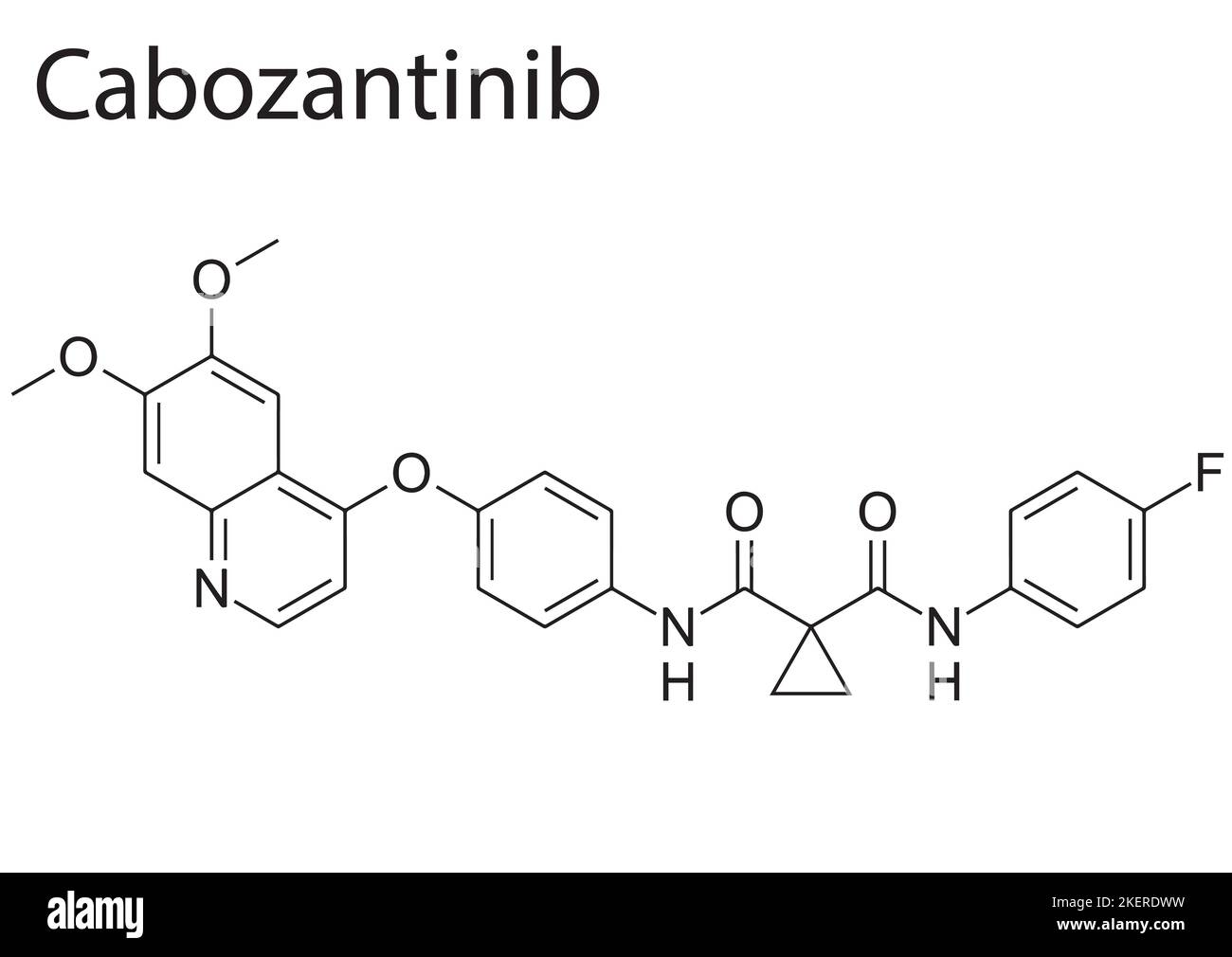 The chemical structure of an anticancer drug, Cabozantinib Stock Vector ...