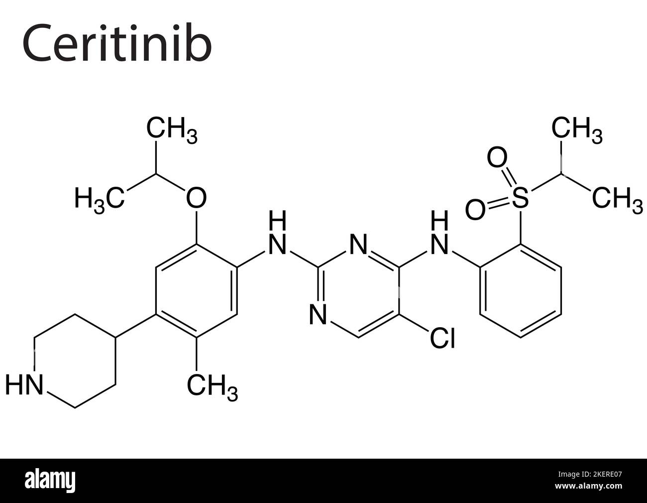 The chemical structure of an anticancer drug, Ceritinib Stock Vector ...