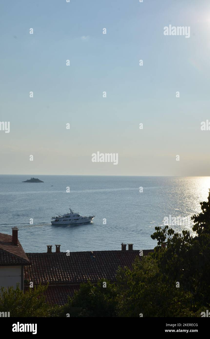 Croatia coast sunset mirroring contrast landscape background Stock ...