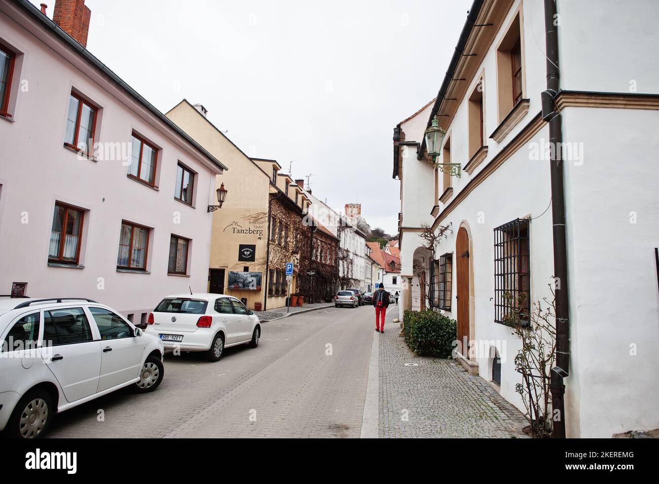 Mikulov, Czech Republic- March 07, 2022: Street in Mikulov city, South ...