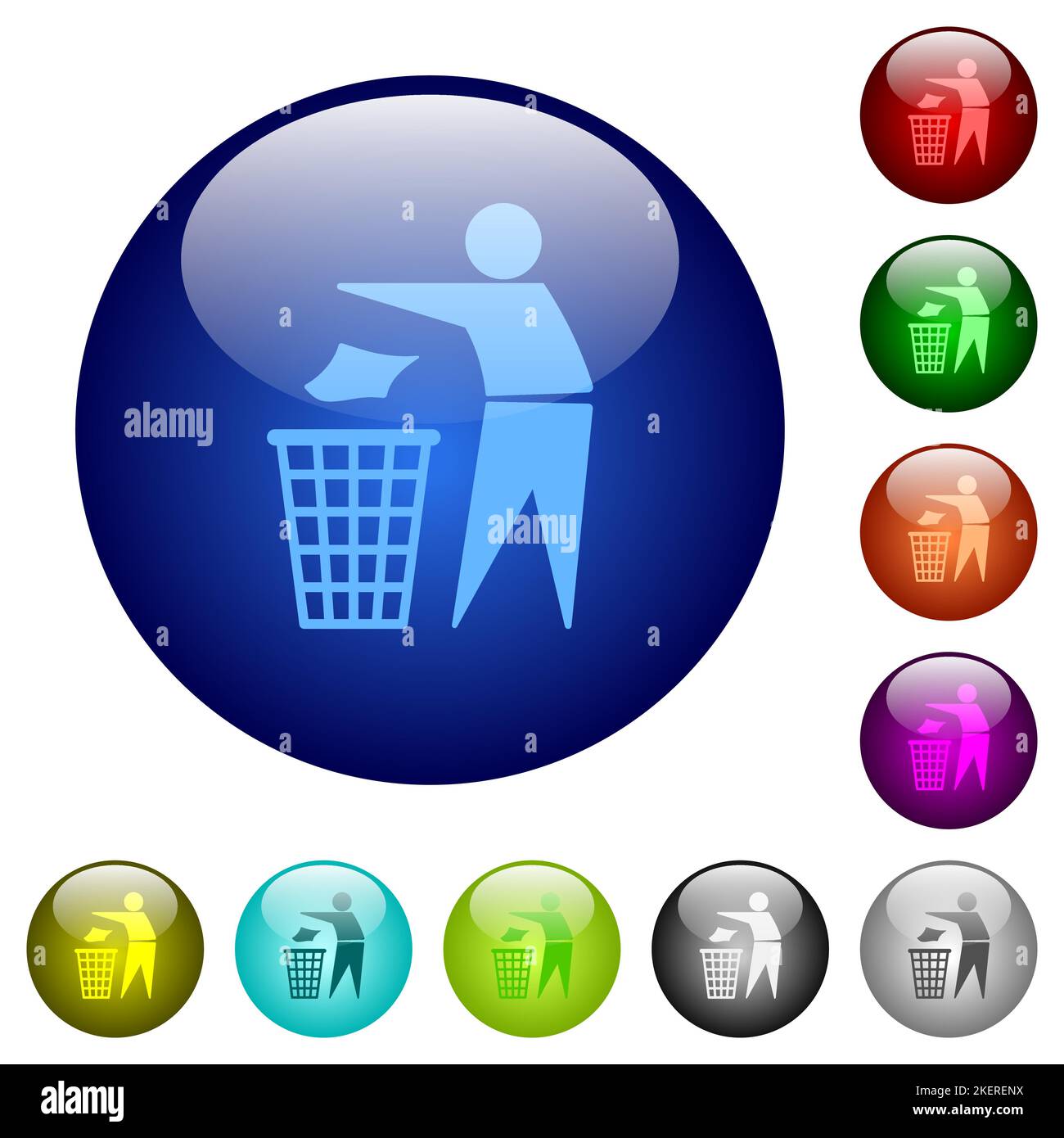 Tidy man solid icons on round glass buttons in multiple colors. Arranged layer structure Stock ...