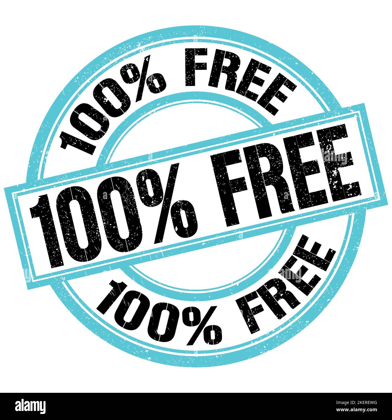 100% FREE text written on blue-black round stamp sign Stock Photo - Alamy