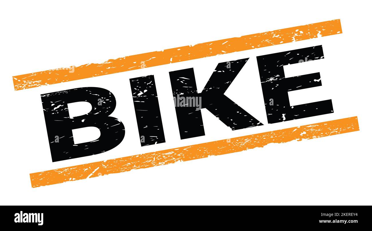 BIKE text written on orange rectangle stamp sign Stock Photo - Alamy