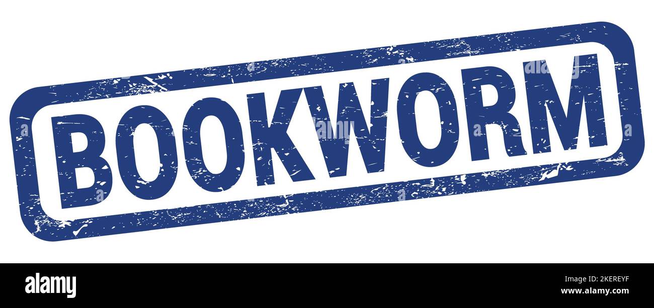 BOOKWORM text written on blue rectangle stamp sign Stock Photo - Alamy