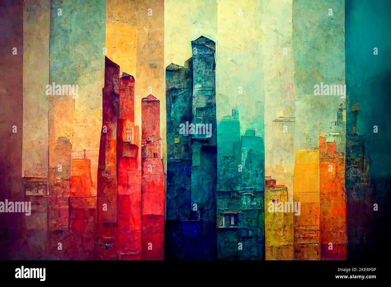 Abstract art play of colors of a city illustration Stock Photo - Alamy