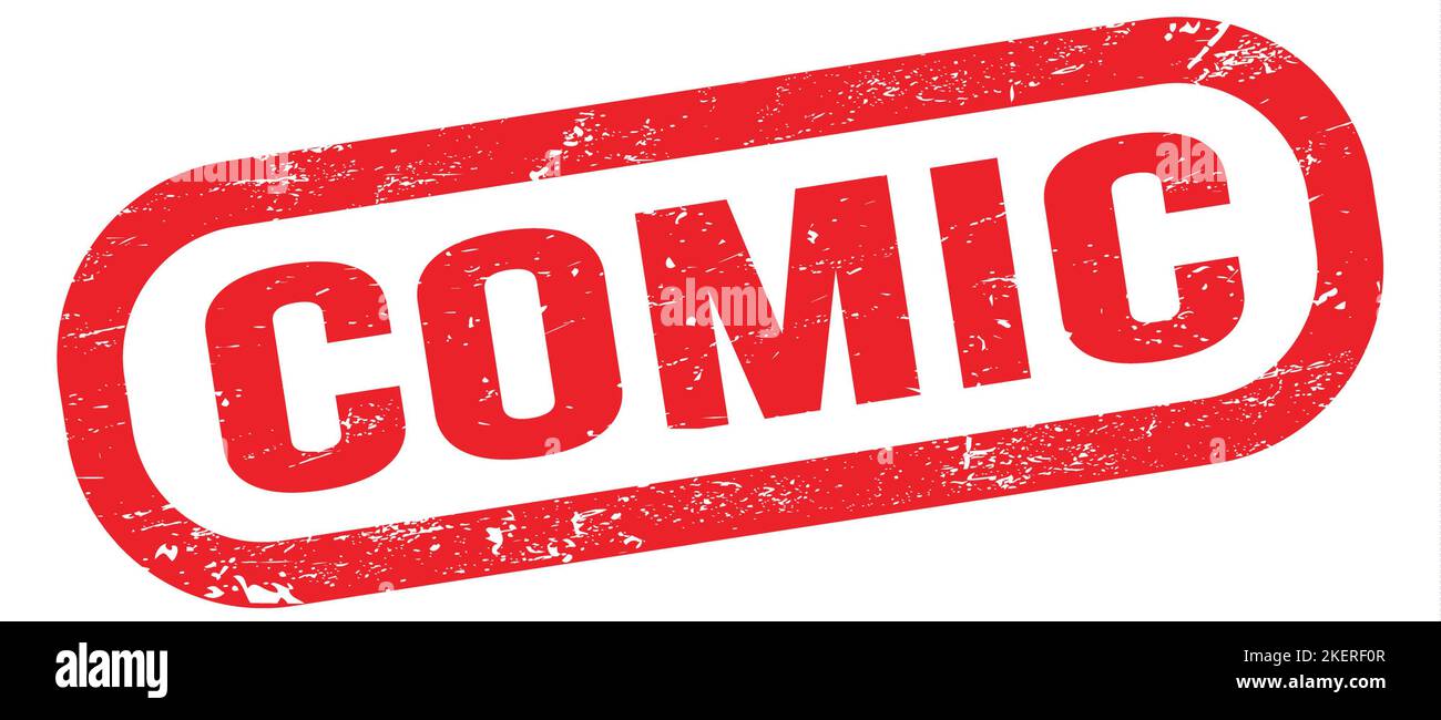 COMIC, text written on red rectangle stamp sign Stock Photo - Alamy